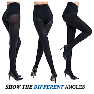 HONENNA Women's Control Top High Elastic Soft Opaque Pantyhose Tights, 1 Pair Pink L-XL