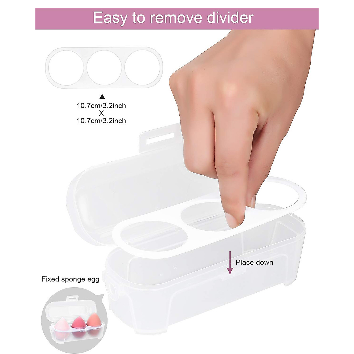 Makeup Sponge Case Blender Beauty Foundation Holder Blending Sponge Egg Set Makeup Sponge Wet And Dry Storage Box Egg Sponge Organizer Stocking Stuffers Gift for Women (3pcs-Pink series)