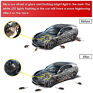 Jahy2Tech 2 Pack Under Hood Rodent Repeller with Strobe Light,3 Power Supply Methods,Professional Ultrasonic Mouse Repellent Rat Squirrel Deterrent for 12V Cars Trucks RV Engine Rodent Defense