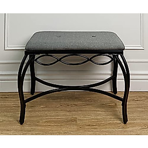 Mango Steam Heather Gray Shoe Bench - Vanity Seat for Makeup Room, Dressing Stool, Entryway Bench - Powder Coated, Upholstered, Space Saving