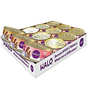 Halo Adult Wet Cat Food, Grain Free, Variety Pack 5.5oz Can (Pack of 12)