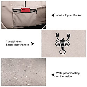 Aricsen Reusable Personalized Canvas Tote Bag with Handles Gift Jute Women Handbags, Bridesmaid, Carry Travel, Friends Sister Birthday, Beach Holidays Grocery Shopping (Scorpio, Large)