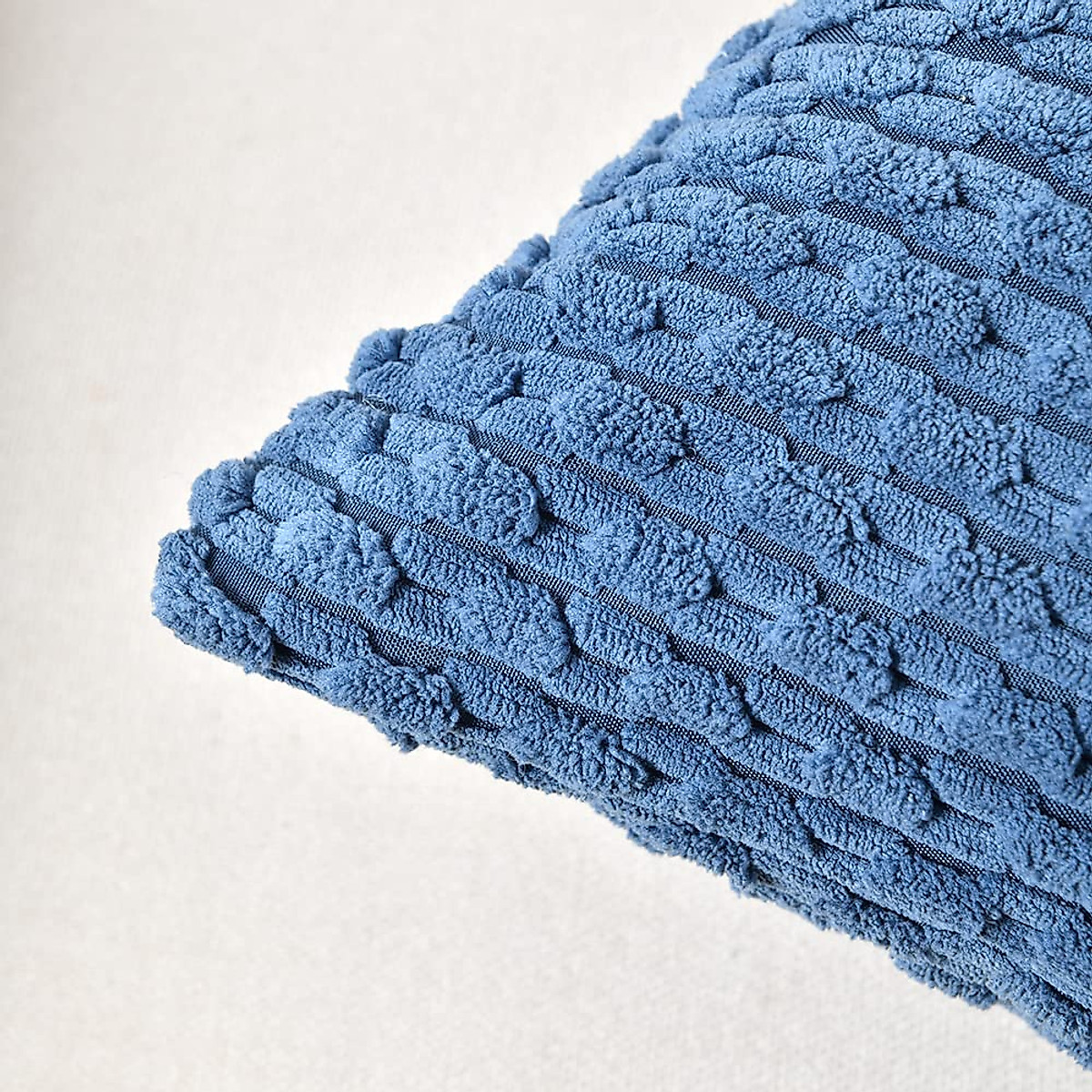 Fancy Homi 2 Packs Dusty Blue Decorative Throw Pillow Covers 18x18 Inch for Couch Bed Sofa, Modern Farmhouse Boho Home Decor, Soft Cute Plush Corduroy Cushion Case 45x45 CM