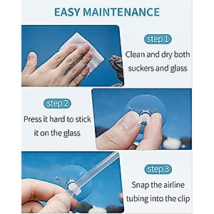 Pawfly Aquarium Suction Cup Clips for Standard 3/16" ID Airline Tubing Clear Air Hose Holder Clamp Accessories for Fish Tank Aeration Setup, 20 Pack