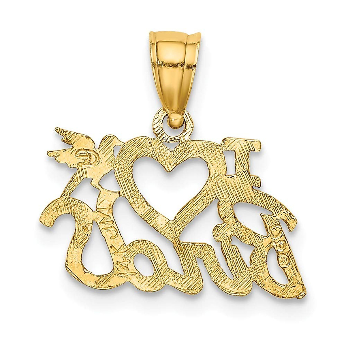 Solid 14k Yellow Gold I Heart Birds Charm Pendant - 13mm x 14mm