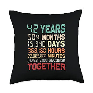 42nd Wedding Anniversary Gifts Apparel Co. 42 Years Together Couple Matching 42nd Wedding Anniversary Throw Pillow, 18x18, Multicolor