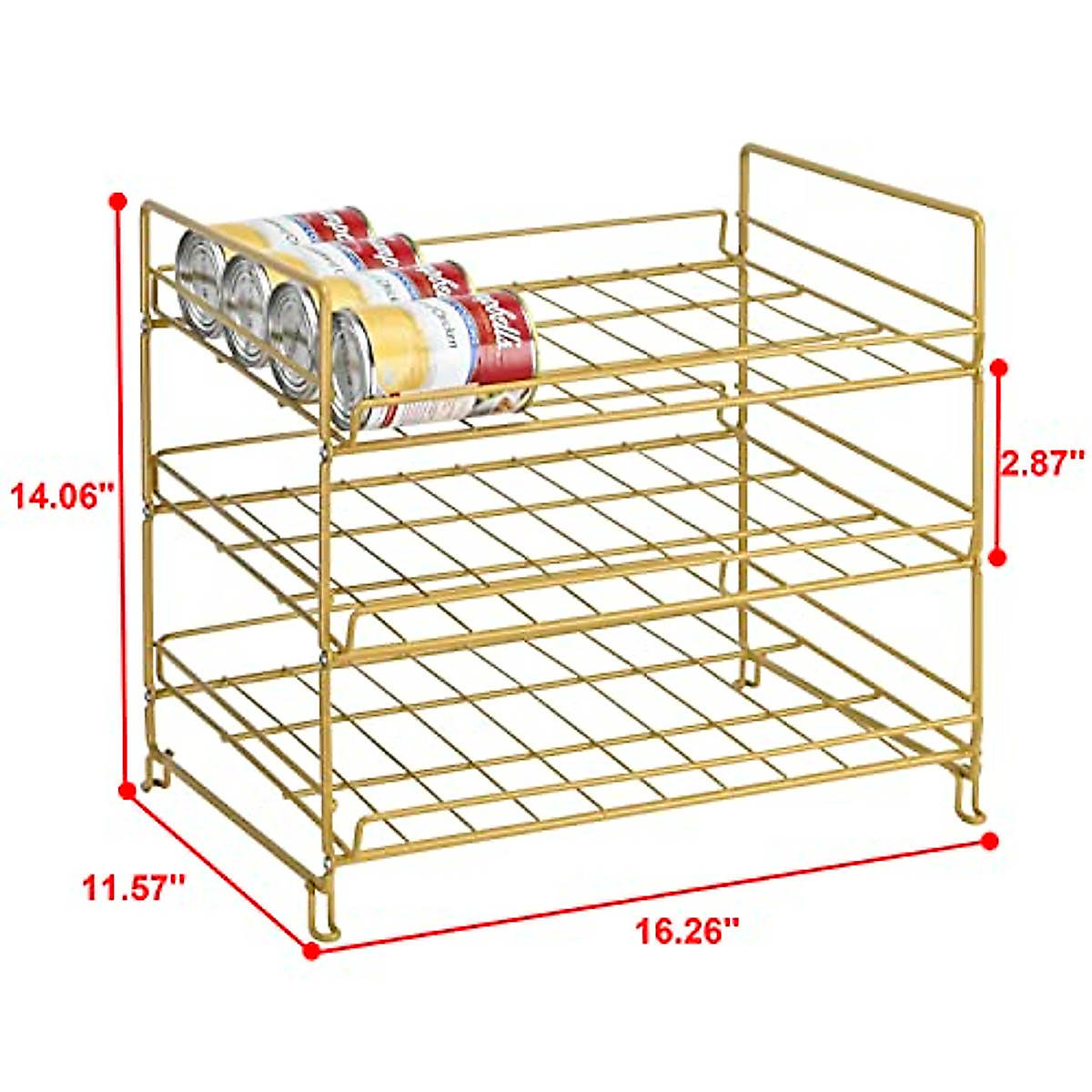 2 Pack- SUFAUY Can Rack Organizer, Stackable Can Storage Dispenser Holds up to 72 Cans for Kitchen Cabinet or Pantry, Gold
