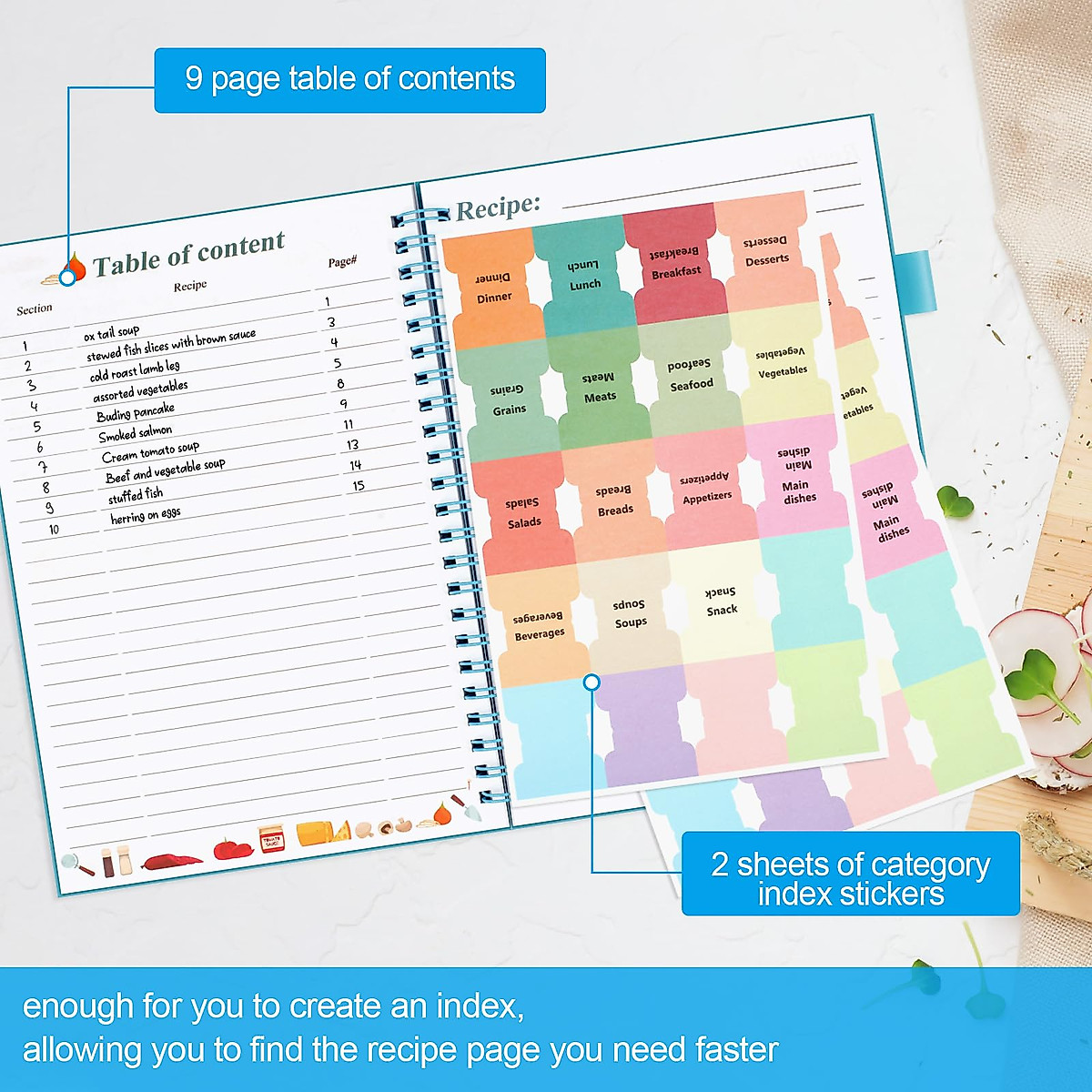 PECULA Recipe Book, Recipe Book to Write In Your Own Recipes, Blank Recipe Book, Recipe Notebook, Recipe Journal Hold 170 Recipes