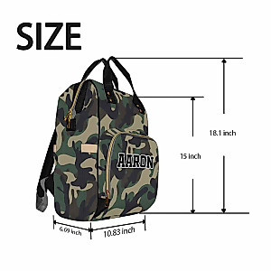 Custom Camo Diaper Bag for Men Women, Personalized Name Multifunction Green Camo Baby Boys & Girls Travel Backpack for Men,Hunting Camping Picnic Casual Baby Bag, New Dad Gifts