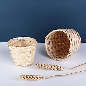 1PCS Portable Storage Basket,Bamboo Woven Basket Mini Storage Basket Desktop Plant Box for Garden(L)