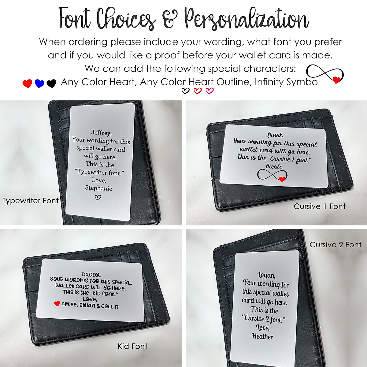 Personalized Double Sided Metal Wallet Photo & Wording (Personalized Photo Metal Wallet Card Insert)