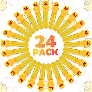 Bubbles for Kids Rubber Duck Toy Party Favors 24 pcs Outdoor Bubble Wands Birthday Party Gift Bath Toy Rubber Duck Pool Toy Rubber Duck