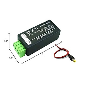 BeElion 24V AC to 12V DC Convertor, 1.5 Amp Supply Current Power Adapter and 2.1 x 5.5mm DC Power Male Plug Pigtail for Surveillance Security Camera CCTV