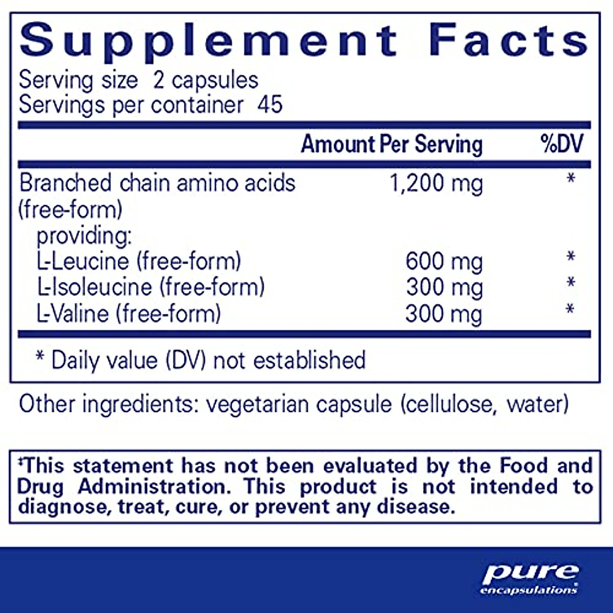 Pure Encapsulations BCAA Capsules | Hypoallergenic Supplement to Support Muscle Function During Exercise* | 90 Capsules