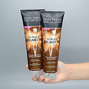 John Frieda Brilliant Brunette, Color Boosting Conditioner, Enhances and Protects Multi-Dimensional Tones, With Sweet Almond Oil to Rehydrate and Replenish Dry Hair, 8.45 Oz