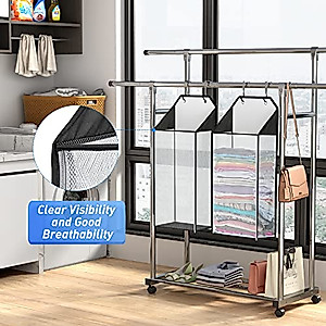 MaxGear Hanging Laundry Hamper, Over the Door Hamper with 2 Kinds of Hooks for Dirty Clothes Organizer, Mesh Wall Hanging Laundry Basket with Zipper for Bathroom, Wardrobe, Dormitory (Black-2 Pack)