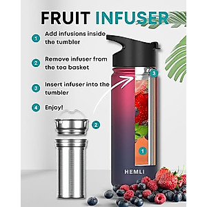 18 oz Insulated Tea Mug with Infuser and Lid - Tea Tumbler, Travel Mug, Portable Flask