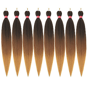 FAYETA Pre Stretched Braiding Hair,Ombre Braiding Hair 28''-8 packs Silky Color Blend Braid Hair Extensions, 100% Synthetic Crochet Hair Braids, Yaki Texture Hair Braiding