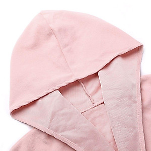 DONTAL Women Woolen Hooded Thin Coat Loose Ladies Casual Hoodies Jacket Overcoat Top Pink