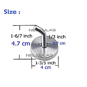 NELXULAS Brushed Stainless Steel Single Heavy Duty Short Nose Screws Wall Mount Hook,Fit for Kitchen,Bedroom,Living Room, Bathroom,Closets and Garage Storage,No Magnetic Mount Function(2", 4 PCS)