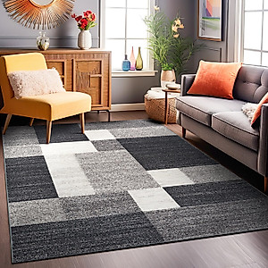 Rugshop Modern Boxes Design Non-Slip Area Rug 3'3" x 5' Gray