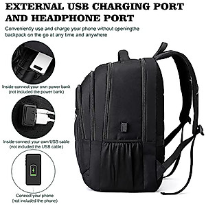 ToHLo Laptop Backpack Large Backpack for Travel and Business Durable Waterproof Backpack with USB Charger Port College Backpack Bookbag Large Compartment Daypacks for Men Women(Black, 17.3 inches)