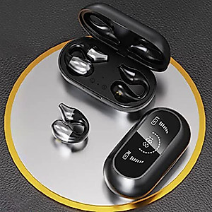 Wireless Earbuds, Clip-on Bluetooth Earbuds 5.2 Headphones with Smart-Touch, Immersive Premium Sound Wireless Earphones for Sports, Sleeping, in Ear Bluetooth with Built-in Mic Cool Stuff (Black)