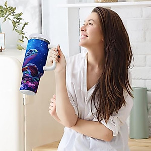 Slewiaeky Tumbler with Handle 40 oz Colorful Tortoise Turtle Travel Mug with Lid and Straw Ocean Stainless Steel Vacuum Insulated Water Bottle Cup for Iced Tea Coffee Cold Beverages Cup Holder Friend