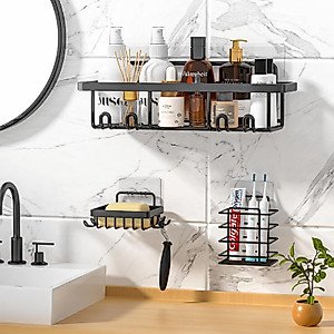 oyenbboi Shower Caddy, Shower Organizer [6-Pack], Adhesive Shower Shelves, Large Capacity Shower Rack, No Drilling Rustproof Bathroom Shower Organizer, Shower Shelf for Inside Shower