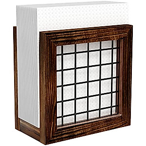 Napkin Holder for Table,Dorhors Farmhouse Napkin Holder,Wooden Napkin Holders for kitchen Counter,Dining Table(Rustic Brown)