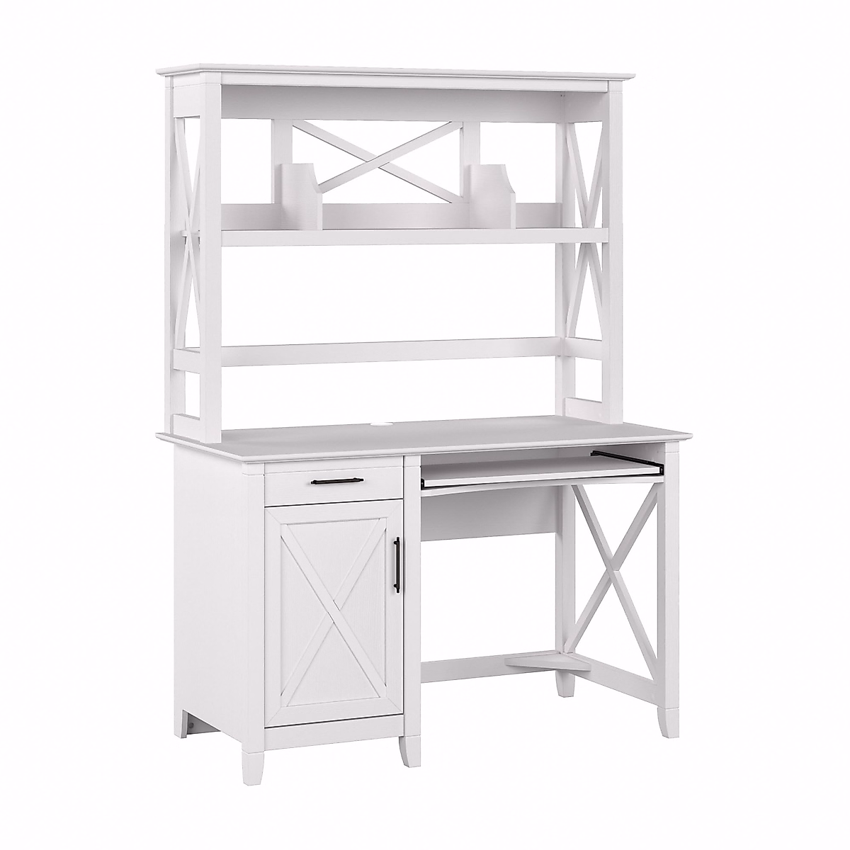 Bush Furniture Key West 48-inch Computer Desk with Hutch, Pure White Oak (KWD248WT-03)