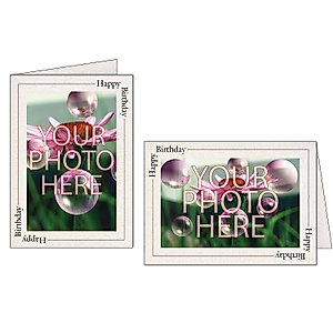 Photographer's Edge, Photo Insert Card, 10 Blank Cards and Envelopes, Birthday Cards For All Ages, for 4x6 Photos - Natural with Happy Birthday Border