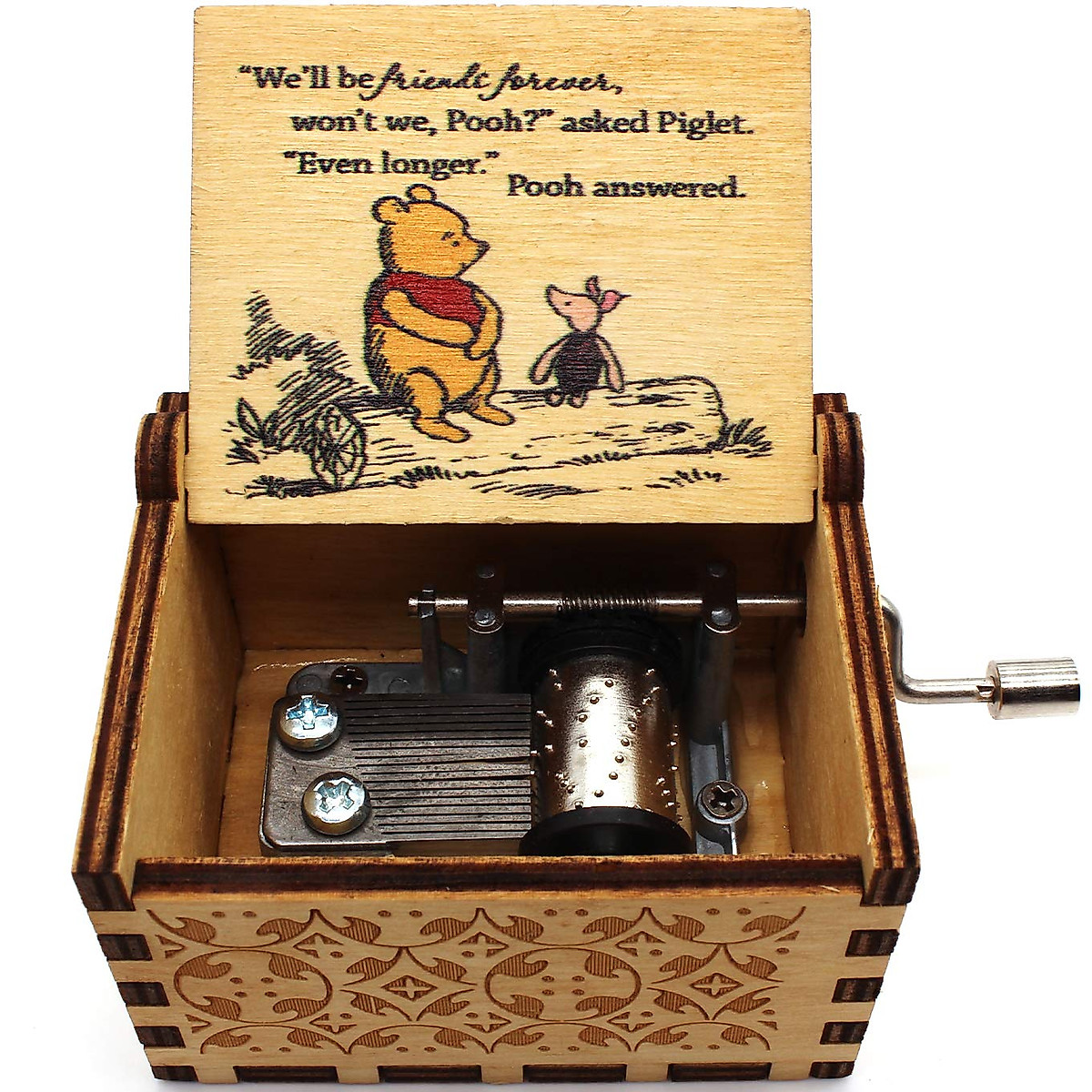 ukebobo Wooden Music Box - The Pooh Saying Music Box, Gift for Friend, Cousins, BFF, New Year's Gifts- 1 Set