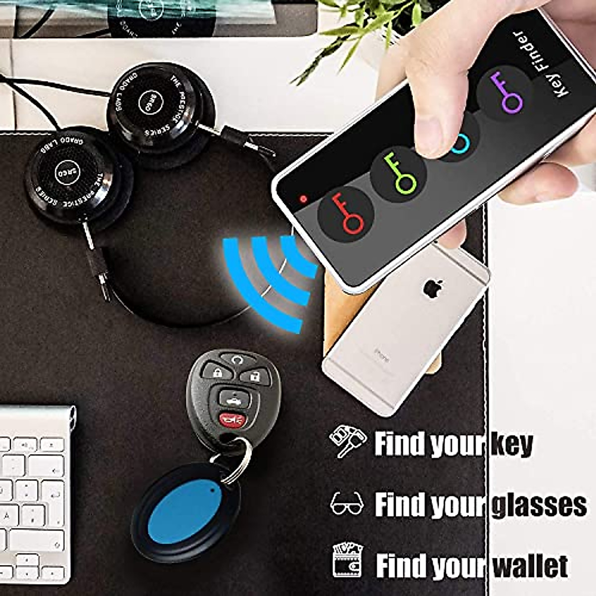 JTD Wireless RF Item Locator/Key Finder with LED flashlight and base support. With 4 Receivers Key Finder-Wireless key RF locator, Remote Control, Pet, Cell, Wireless RF Remote Item, Wallet Locator. (4 Receivers)