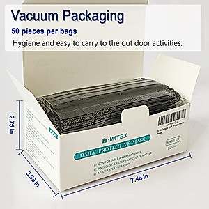 T·IMTEX Disposable 3 Ply Face Mask with Elastic Ear loops, Breathable and Comfortable Protective Masks with Melt-Blown Fabric for Filtering the Particulate Matter in the Air Pollution (Black)