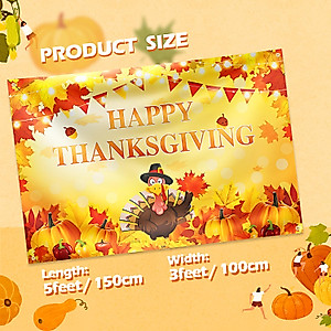 Thanksgiving Backdrop Thanksgiving Party Decorations Happy Fall Party Banner Birthday Banner Backdrop for Kids Party (Orange)