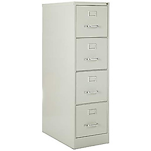 Lorell 4-Drawer Vertical File with Lock, 15 by 26-1/2 by 52-Inch, Light Gray