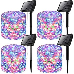 Solar String Lights Outdoor Extra-Long 288Ft 800 LED Super Bright Fairy Lights Waterproof 4-Pack Each 72FT 200 LED Solar Powered Halloween Christmas Lights with 8 Modes for Garden Wedding (Multicolor)