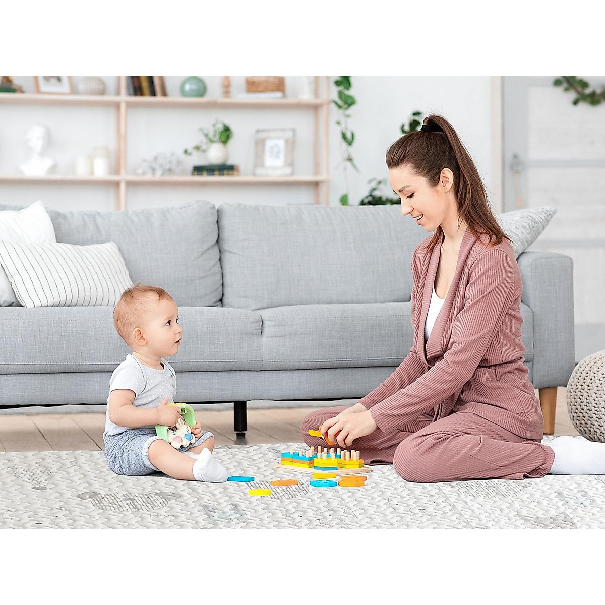 Cartoon Baby Play Mat, Baby Crawling Mat Foldable 50 x 50'' Washable, Thick Playpen Mat, Portable Baby Floor Activity Mat for Playpen Toddler Tummy Time Activity