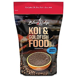 Blue Ridge Koi Fish Food 2lb - Koi Food Mini Growth Formula Goldfish Food, Premium Fish Food for Ponds, Ponds Fish Food, Koi Food Fall and Winter Fish Food, Floating Pond Pellets Fish Food