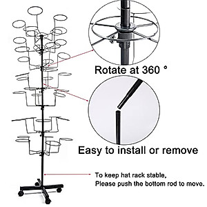 tonchean Floor Stand Hat Racks 7 Tier Hat Display stand Baseball Cap Wig Display Rack Metal Freestanding Hat Stands Rack Commercial Large 35 Hats or Wigs