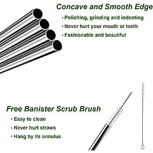 Reusable Straws - Stainless Steel Drinking - Set of 12 + 3 Cleaners - Eco Friendly, SAFE, NON-TOXIC non-plastic CocoStraw Brand