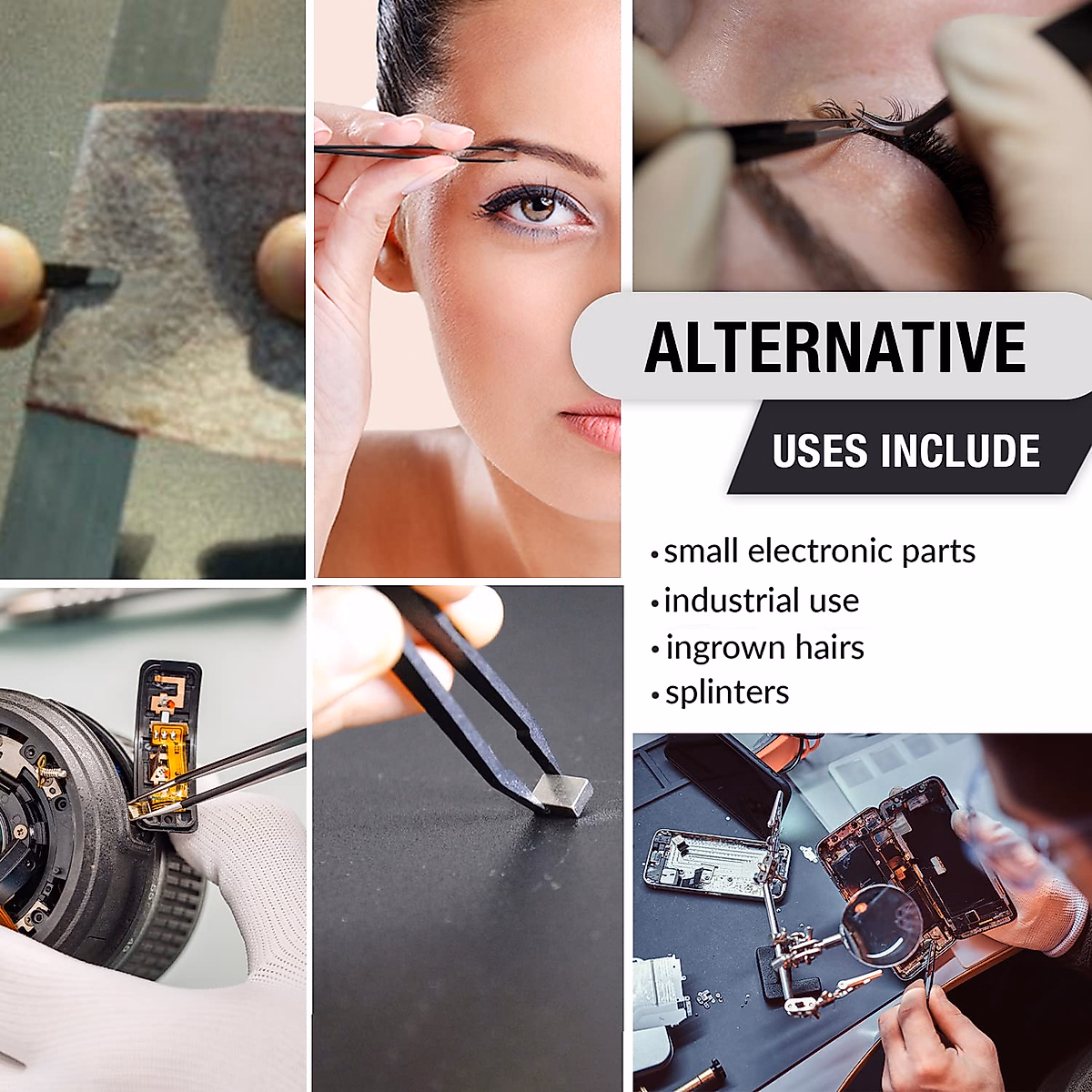 JustBlanks Professional Tweezers Eyebrows Tweezers for Men Stainless Steel Precision Tweezers for Women Facial Hair Blackhead Eyelash - 2 Years Free Replacement Warranty (Pack of 1)