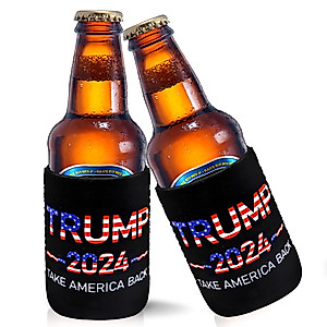 2024 Can Cooler Sleeves - 12 PCS Black Insulated Neoprene Can Covers Bulk Reusable for Soda Beer Beverages - 4th of July Patriotic Decoration Party Supplies Gifts