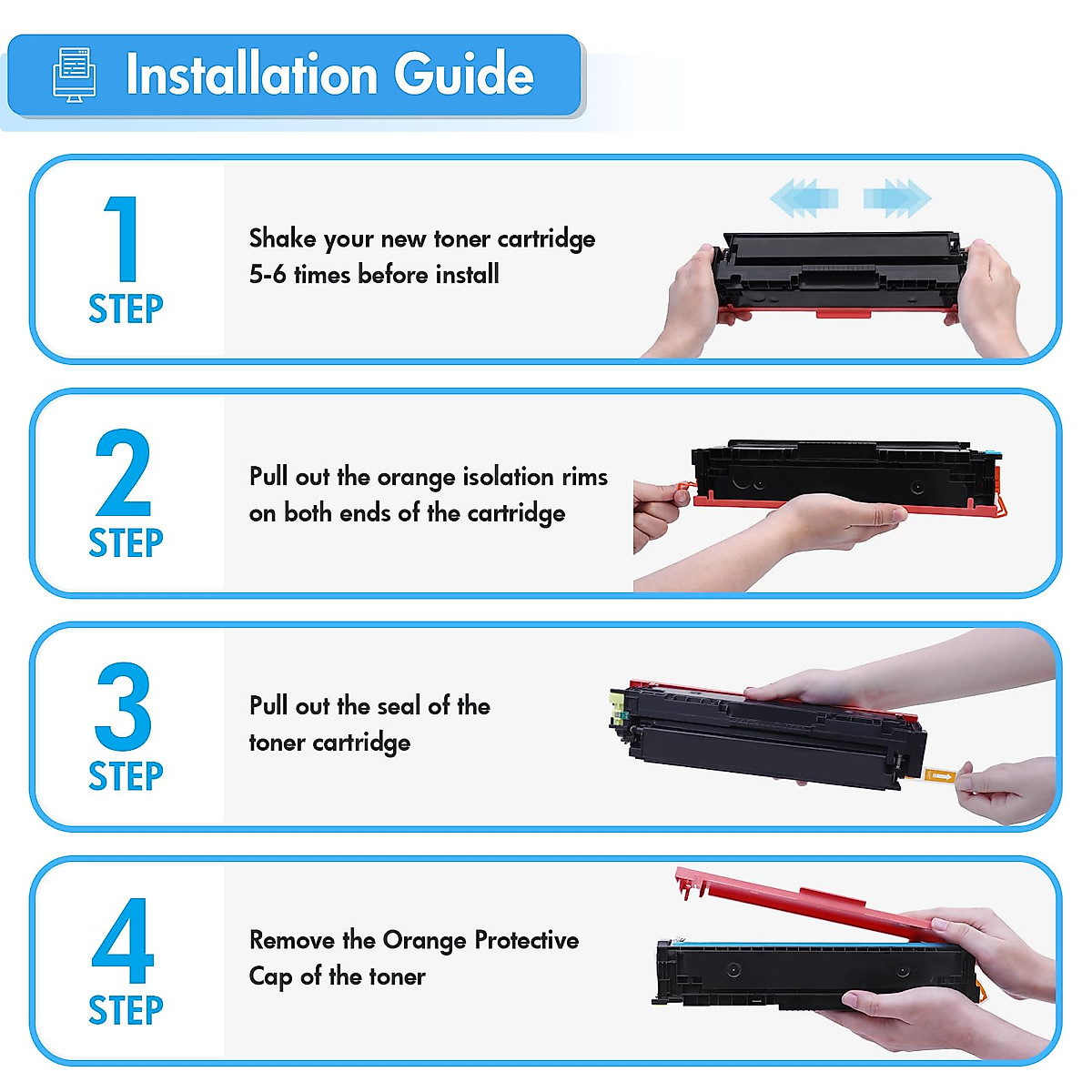 TRUE IMAGE Compatible Toner Cartridge Replacement for HP 410X 410A CF410X CF411X CF412X CF413X to use with Color Pro MFP M477fdw M477fdn M477fnw Pro M452dn M452nw M452dw Printer Toner Ink (4 Pack)