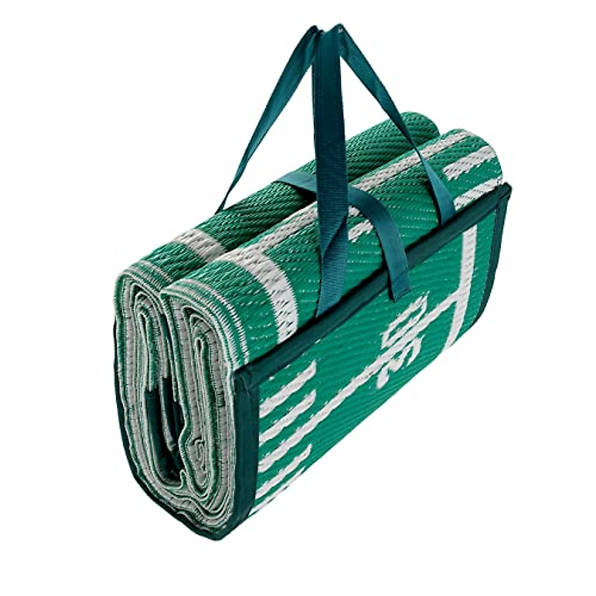 Camco 5'x 6-1/2' Handy Mat with Strap | Ideal for picnics, Beaches, RVing and outings | Weather-Proof | Football Field Print (42819)