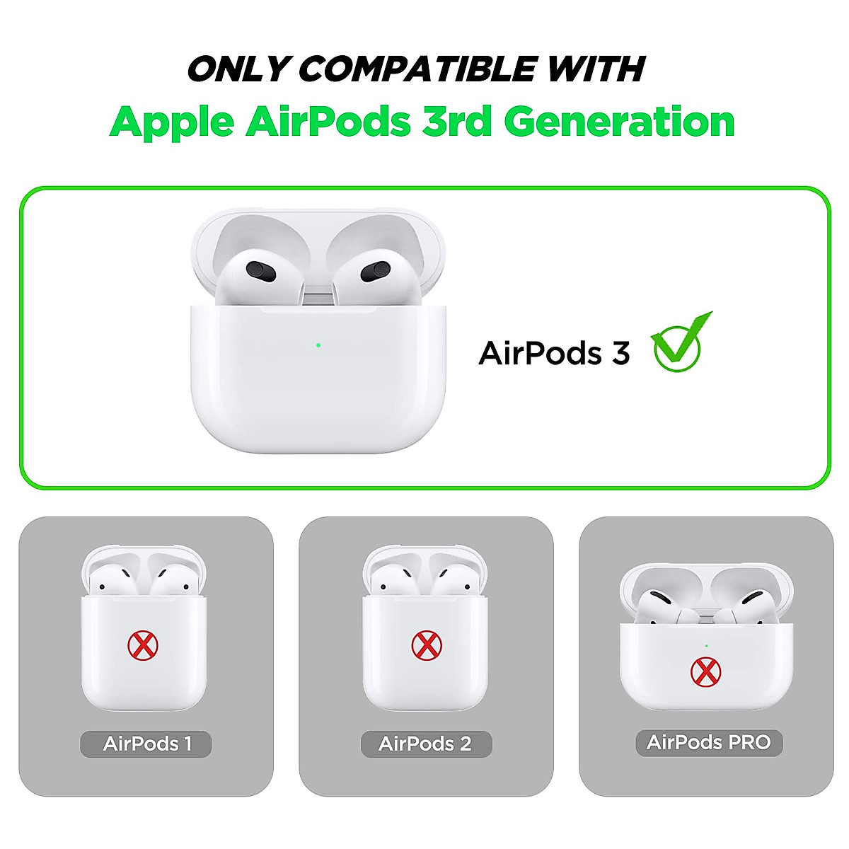 GAZE AirPods 3rd Generation Leather Cover Case Compatible with Apple AirPods 3 (Black)