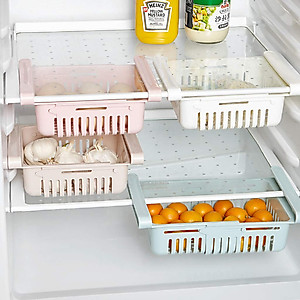 Toxz Refrigerator Storage Rack Food Preservation Compartment,Refrigerator Save Space Drawer Shelf Plate Layer,Drawer Parition Storage,Kitchen Article Storage Shelf,20.5 x 16.4 x 7.6cm