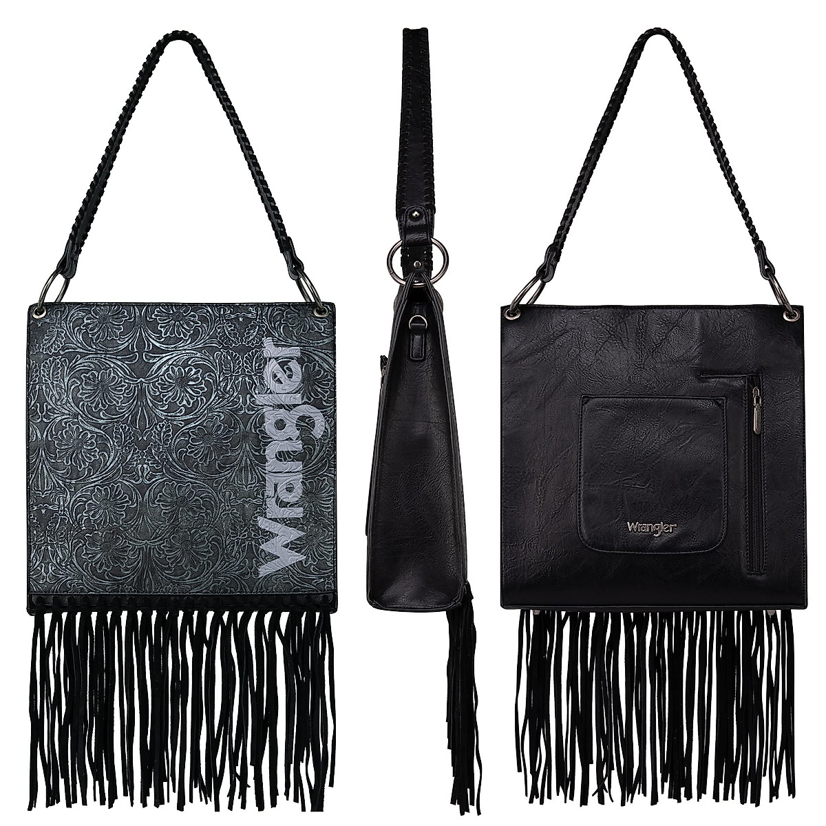 Wrangler Western Shoulder Bag Tooling Purses for Women with Crossbody Strap B2B-WG45G-918-BK
