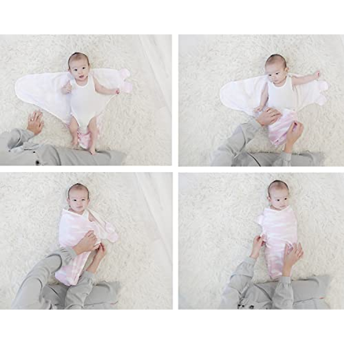 BaeBae Goods Swaddle Blanket, Adjustable Infant Baby Swaddling Wrap Set of 4, Baby Swaddling Wrap Blankets for Boys and Girls Made in Soft Cotton (0-3 Months)